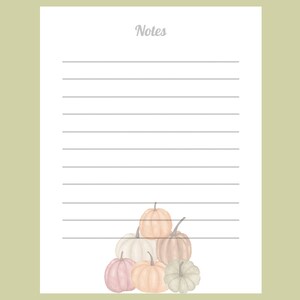 Fall Note Pad Printable, Lined Writing Paper, Note Page Printable ...