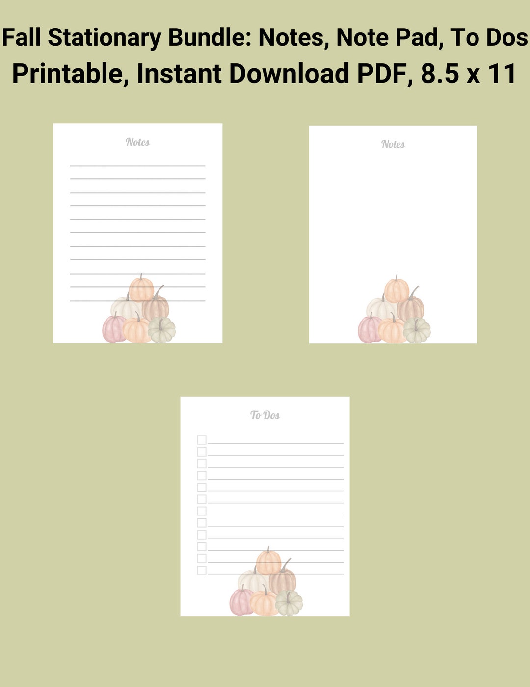 Fall Stationary Bundle, Checklist Paper, Note Page Printable, to Do ...