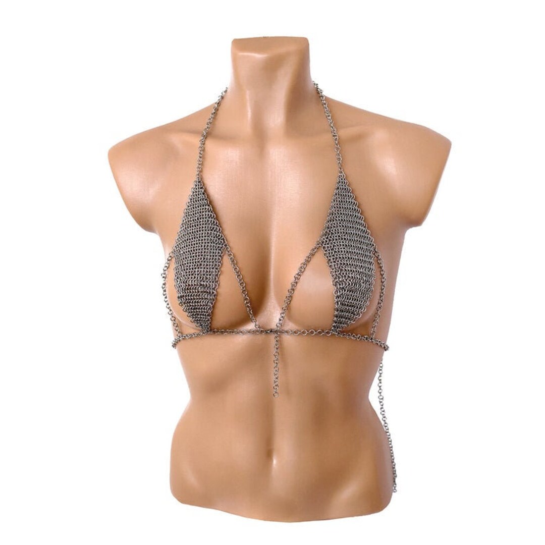 Warrior Woman Stainless Steel Chainmail Bra Top Medieval Sexy Etsy