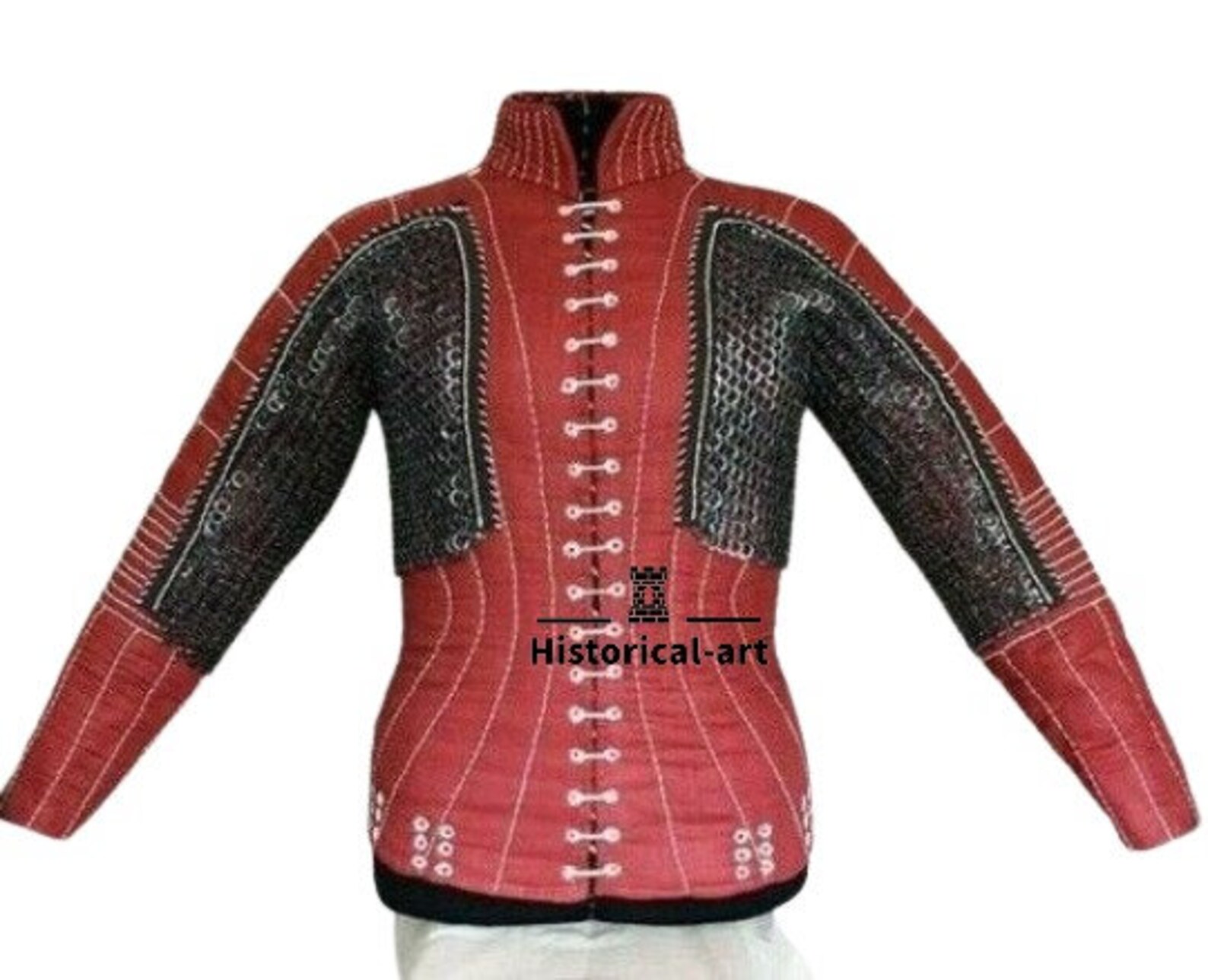 Medieval Gambeson With Chainmail Reenactment Roman Red Color | Etsy