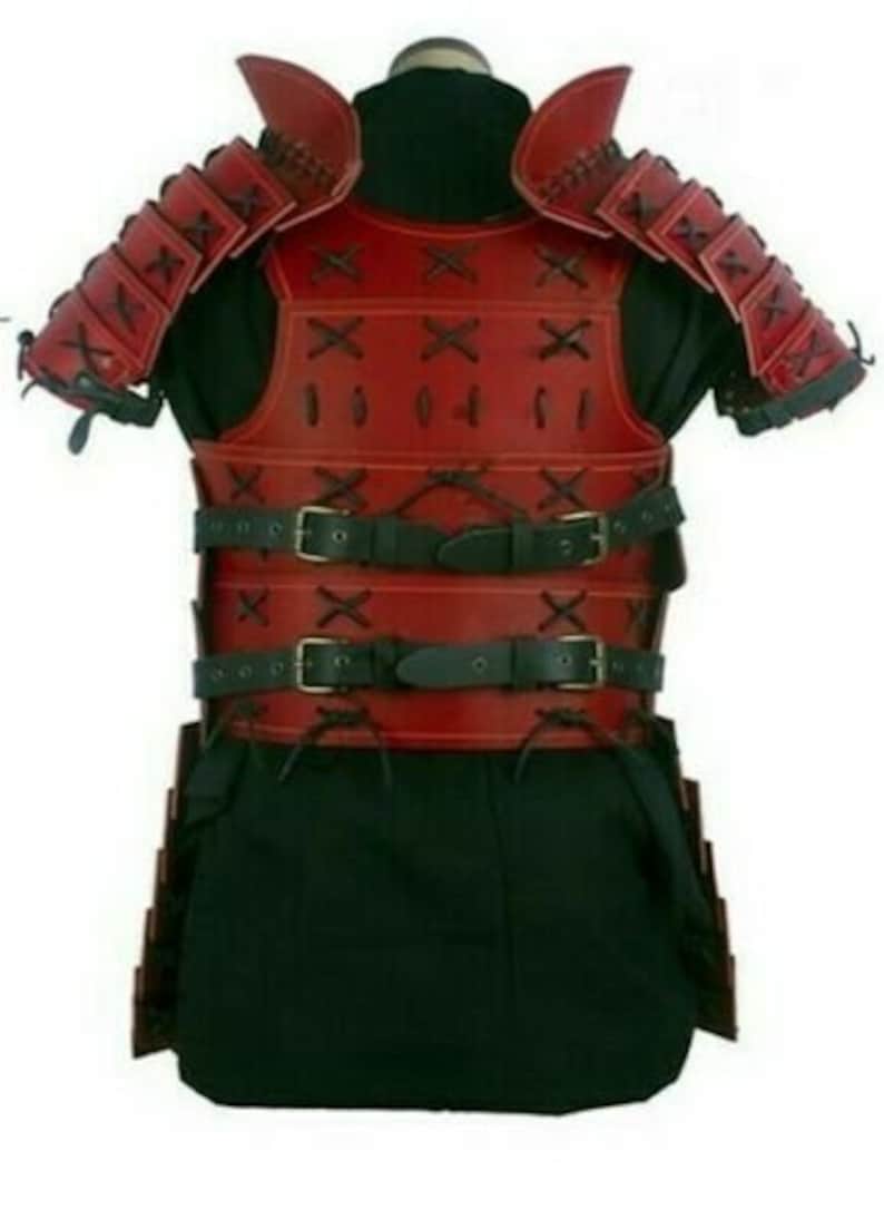 Medieval Leather Samurai Armour Red-black Medieval Body | Etsy