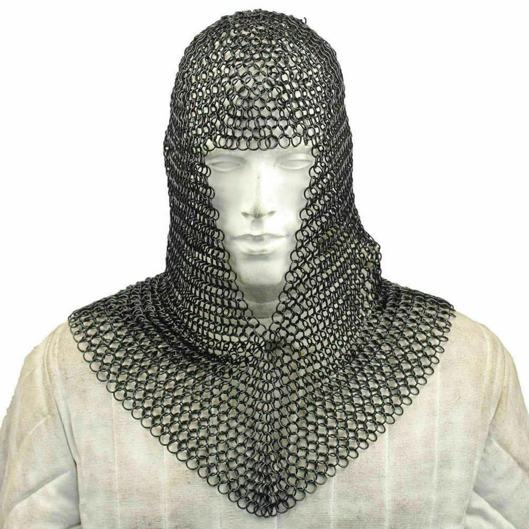Black Knights Steel Chainmail Chain Mail Coif Armor Hood for - Etsy