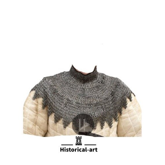 Chainmail Collar With Leather Straps Riveted Round Rings - Etsy