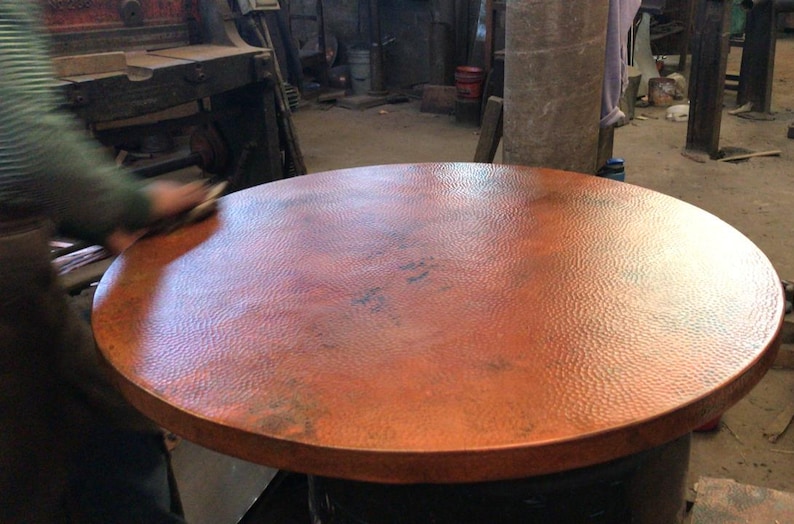 Round Copper Tabletop | Handmade Hammered Copper Bistro Table Top ...