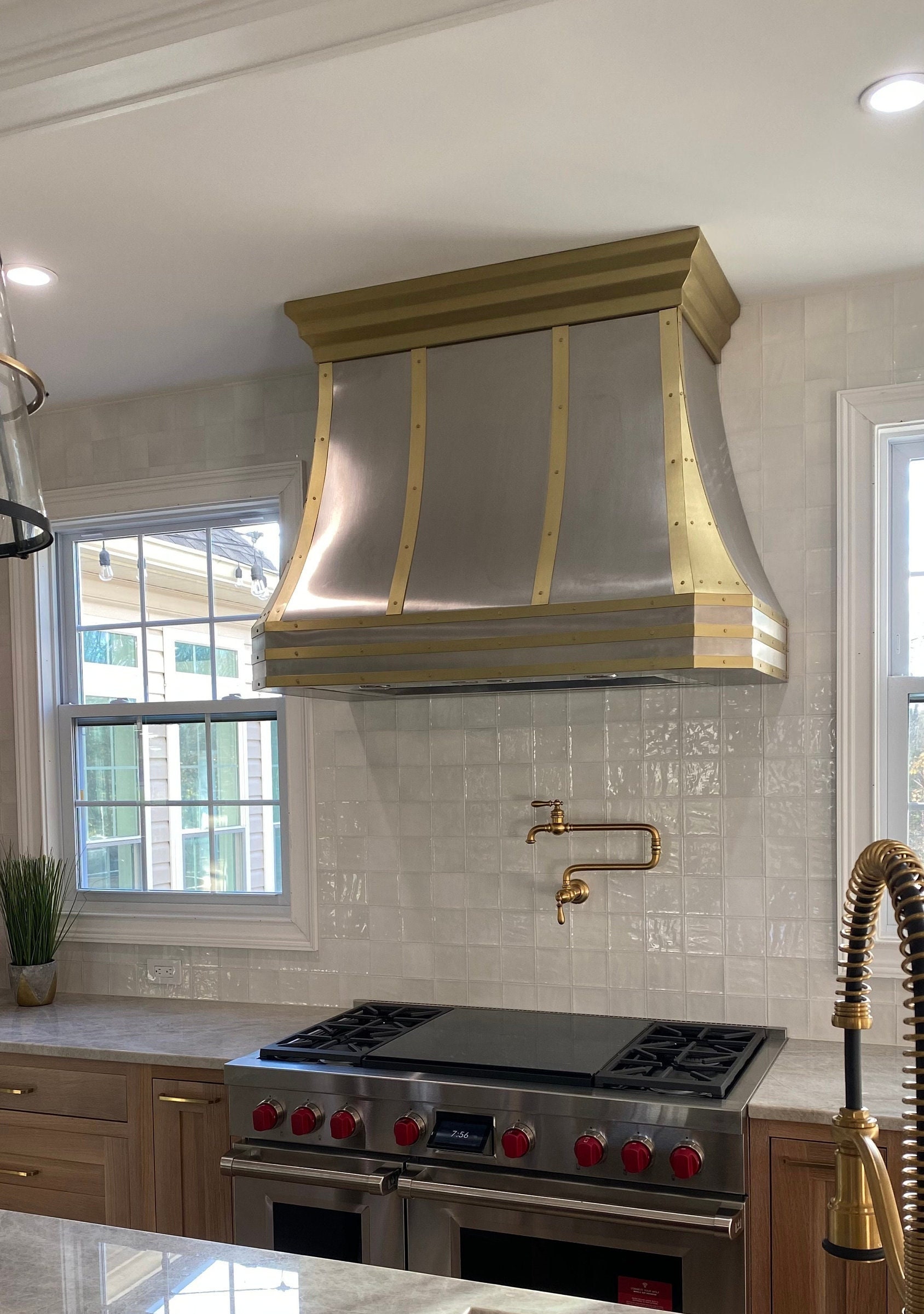 Stainless Steel & Brass Range Hood - MAYA - Brass Crown and Decors ...