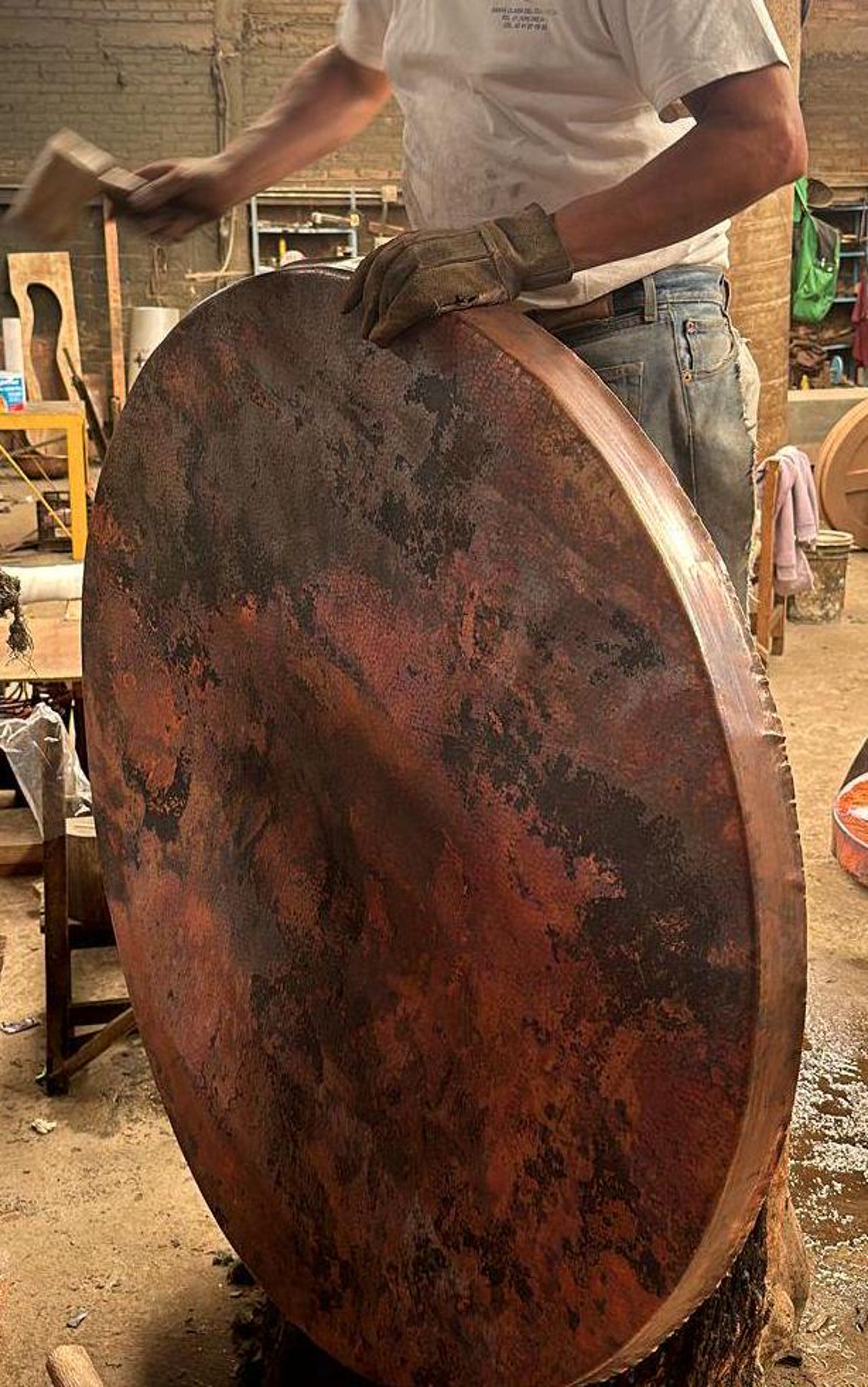 Round Copper Tabletop | Handmade Hammered Copper Bistro Table Top ...