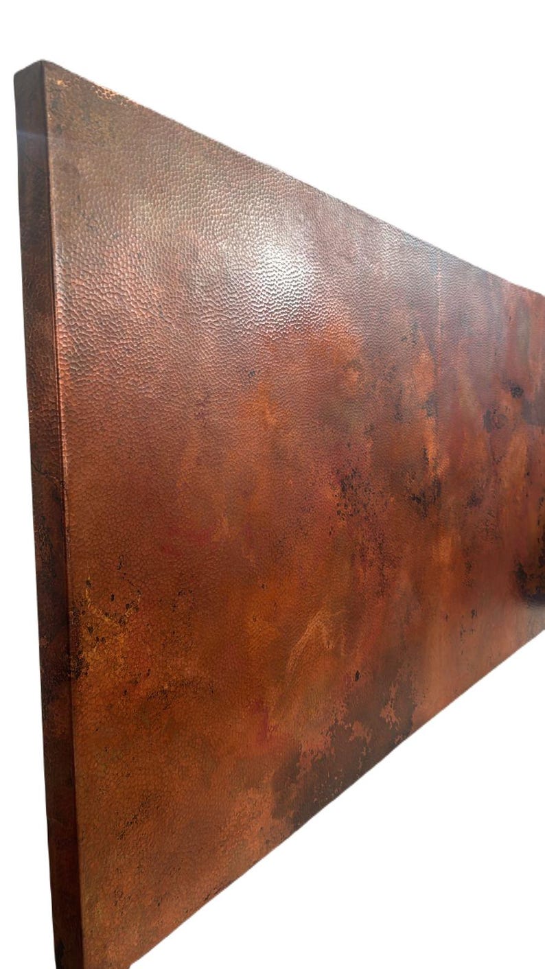 Stunning Rectangular Hammered Copper Tabletop With Patina Finish ...