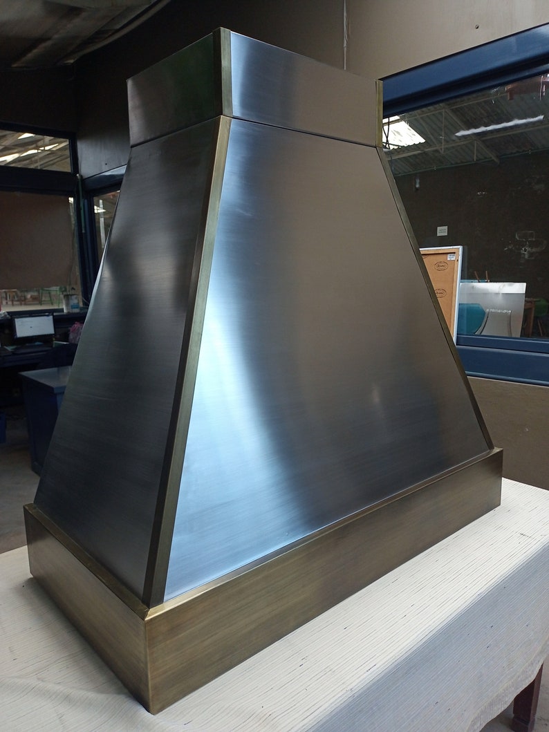 Stainless Steel & Vintage Brass Range Hood Custom Metal Range Hood ...