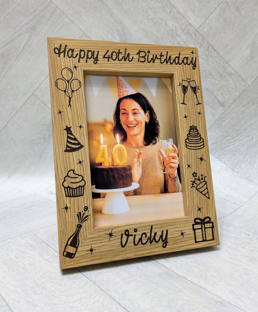 Personalised Laser Engraved Any Age Birthday Frame Keepsake - Fits a 4 ...