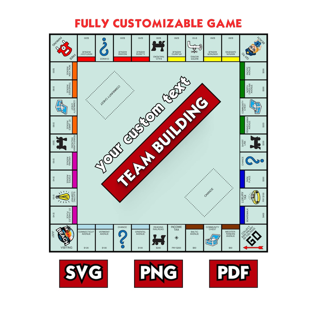 Custom Board Games Monopoly SVG Custom Monopoly Wall Art Team Building ...