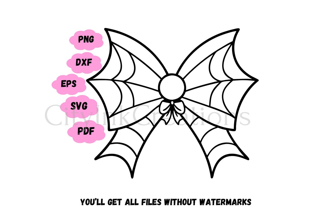 Spider Net Bow Halloween SVG | Bow SVG Coquette Halloween | Bow Outline ...