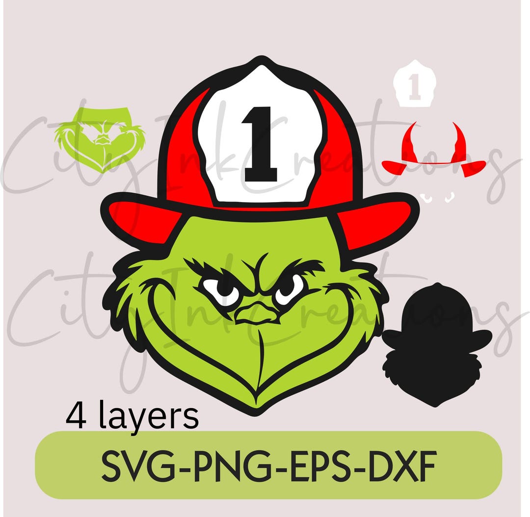 Grinch Face SVG Fireman SVG Cut Files Firefighter Svg Firefighter ...