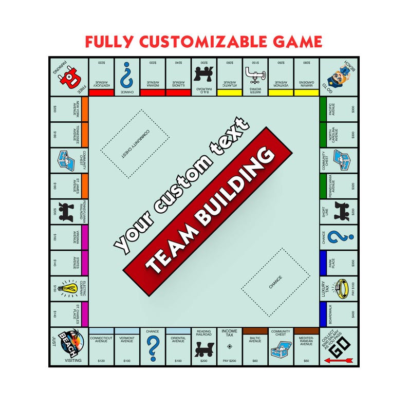 Custom Board Games Monopoly SVG Custom Monopoly Wall Art Team Building Games Gift Family Reunion ...