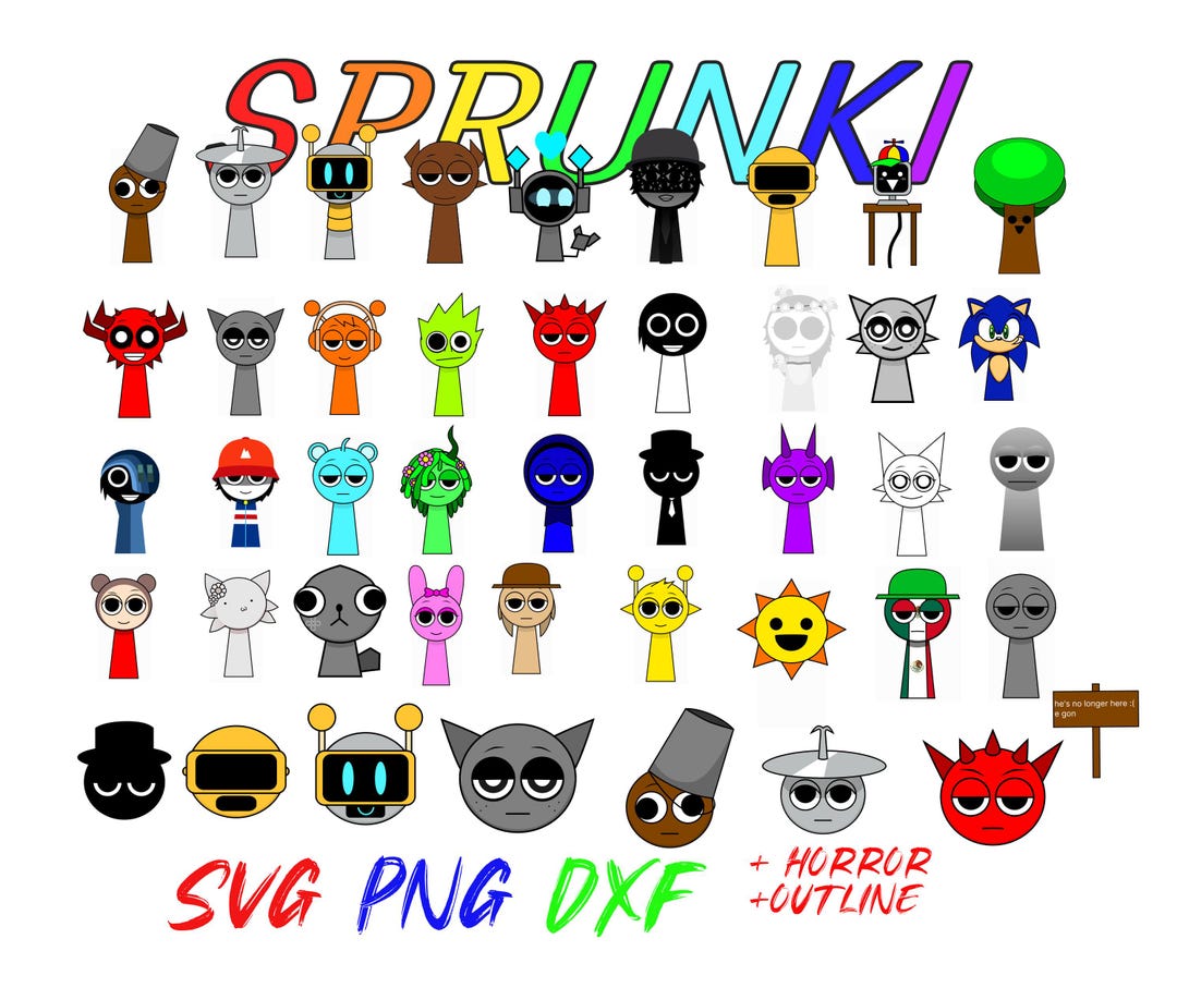 Incredibox Sprunki Svg Bundle Sprunki Outline Coloring Pages Sprunki ...