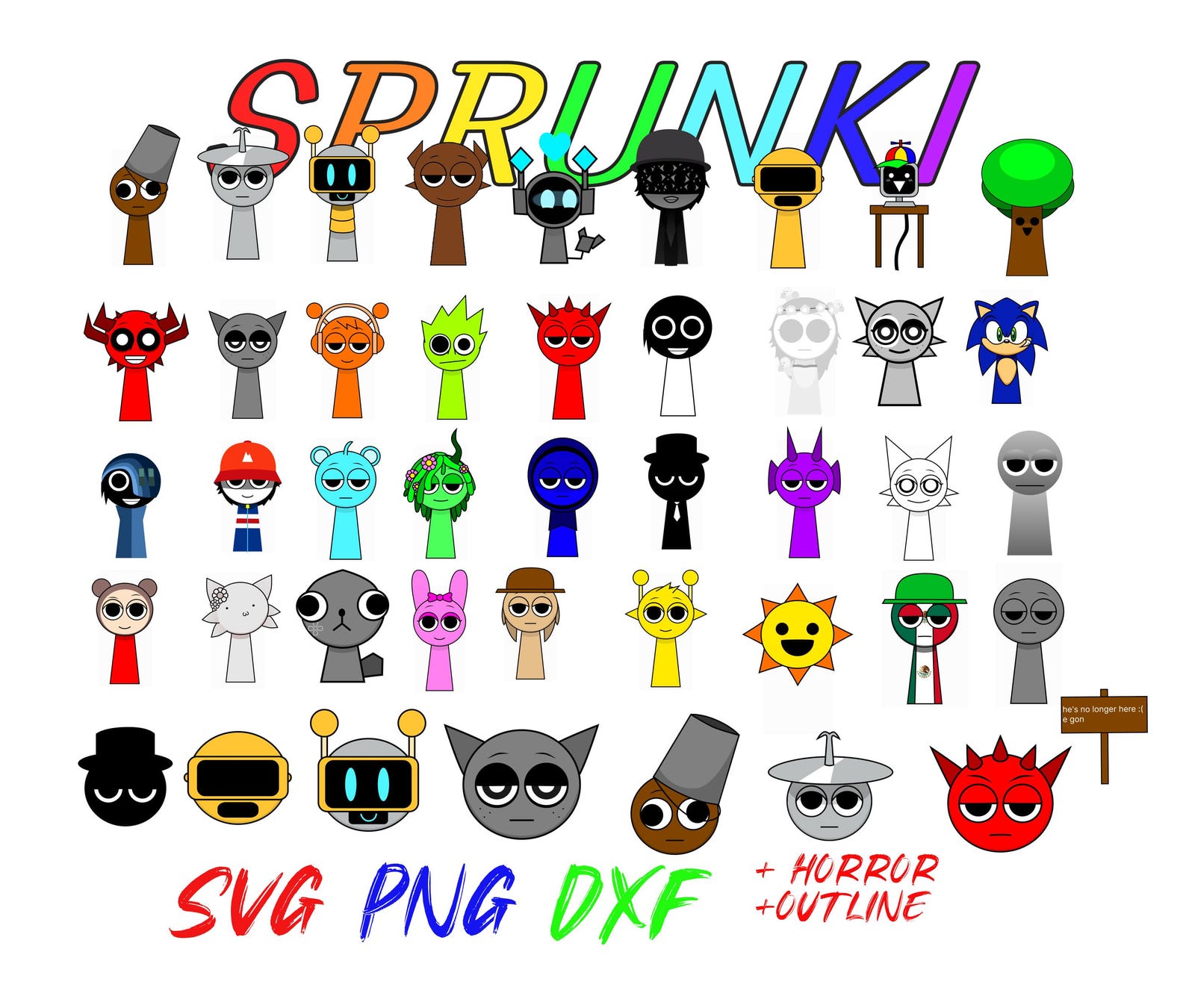 Incredibox Sprunki Svg Bundle Sprunki Outline Coloring Pages Sprunki ...