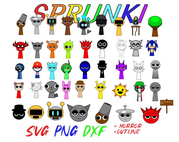Incredibox Sprunki Svg Bundle Sprunki Outline Coloring Pages Sprunki ...