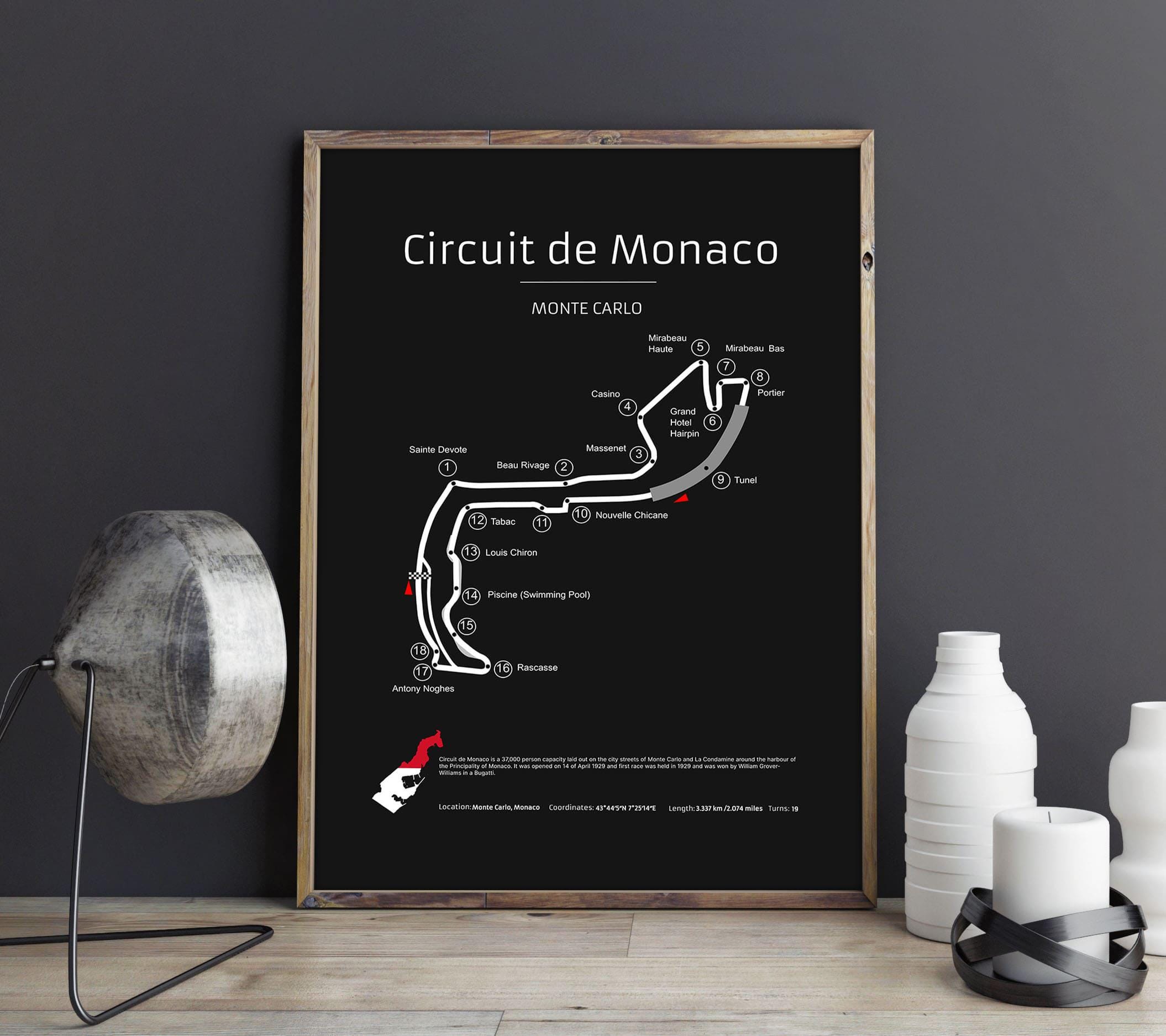Monaco Grand Prix Track Poster Digital Download Minimalist F1 Circuit ...