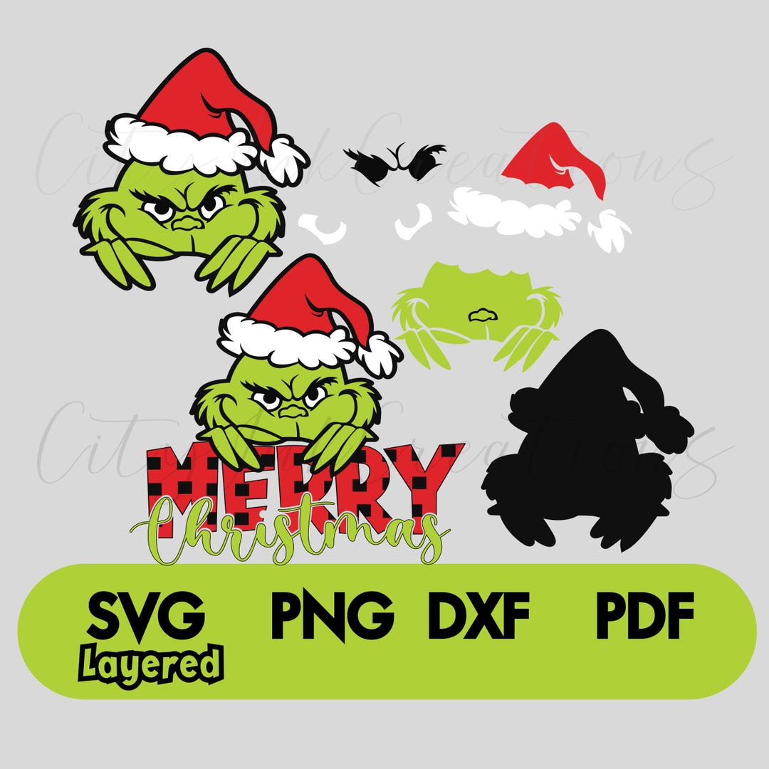 Grinch Face SVG, Grinch PNG, Sublimation Design, Layered Grinch Svg, Grinch Christmas Svg ...