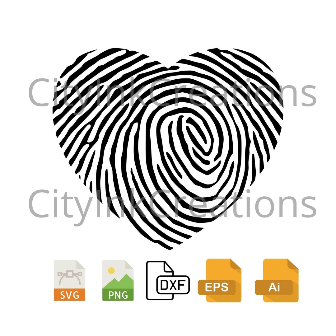 Fingerprint Heart Shape SVG, Svg Designs, Heart Svg, Svg for Silhouette ...