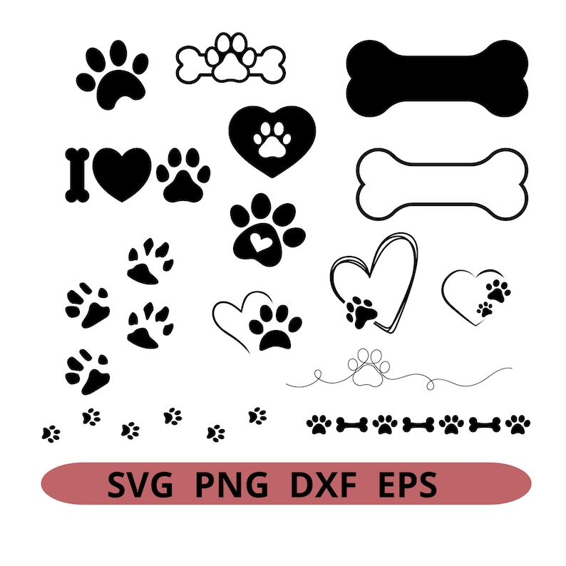 Dog Paws SVG Dog Bones SVG Files for Cricut Dog Lover Svg Bundle ...