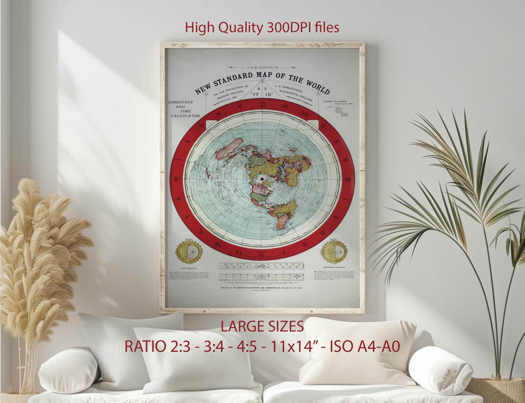 Alexander Gleason Map 1892 Gleason Map of the World Map Poster Digital ...