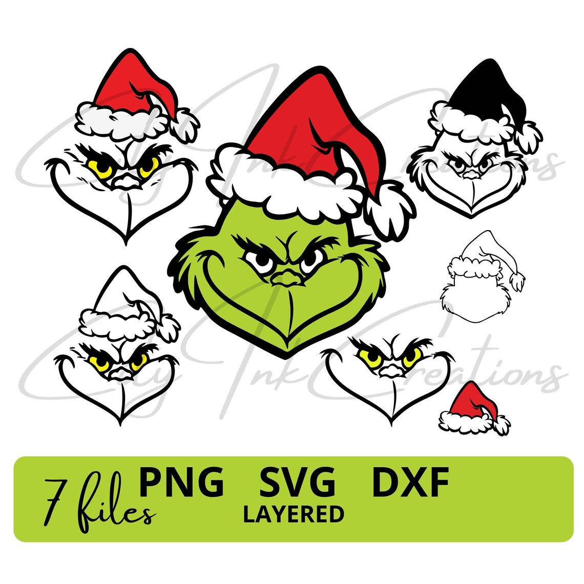 Grinch Face SVG, Grinch PNG Sublimation Design, Layered Grinch Svg ...