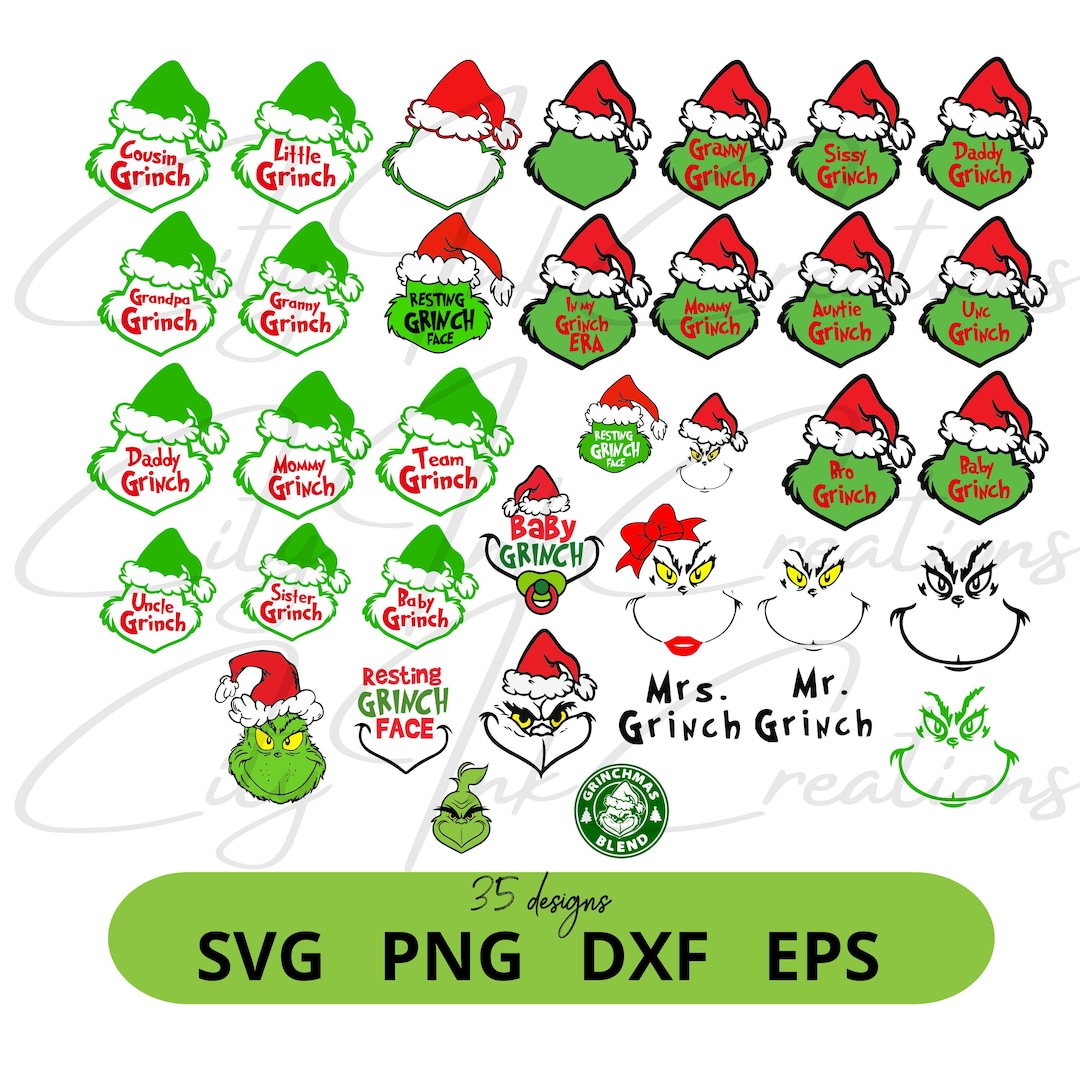 Grinch Face SVG, Grinch PNG Bundle, Layered Grinch Svg, Christmas Svg, Grinch Layered Svg Cricut ...
