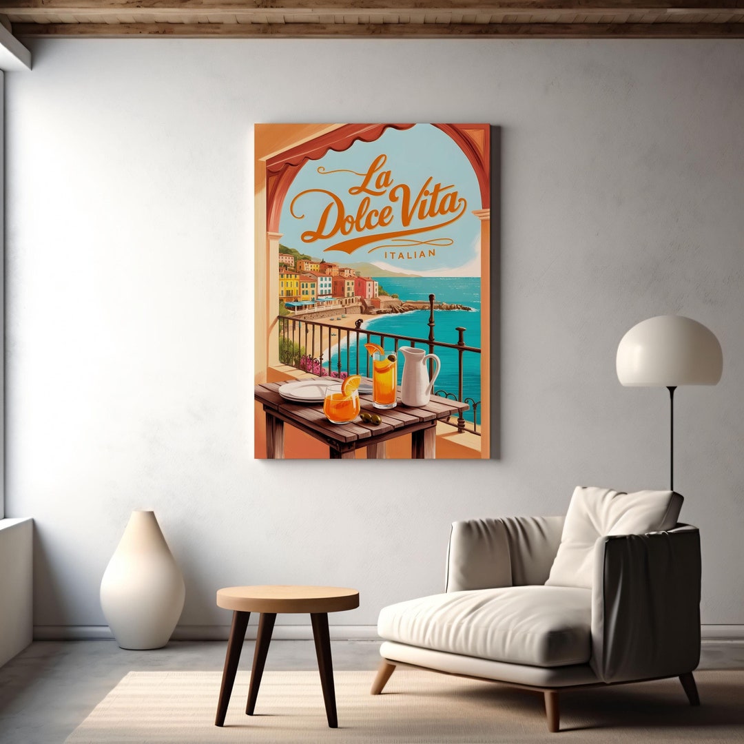 La Dolce Vita Italian Poster, Digital Italian Wall Art, Mediterranean Decor, Beach Art, Trendy ...