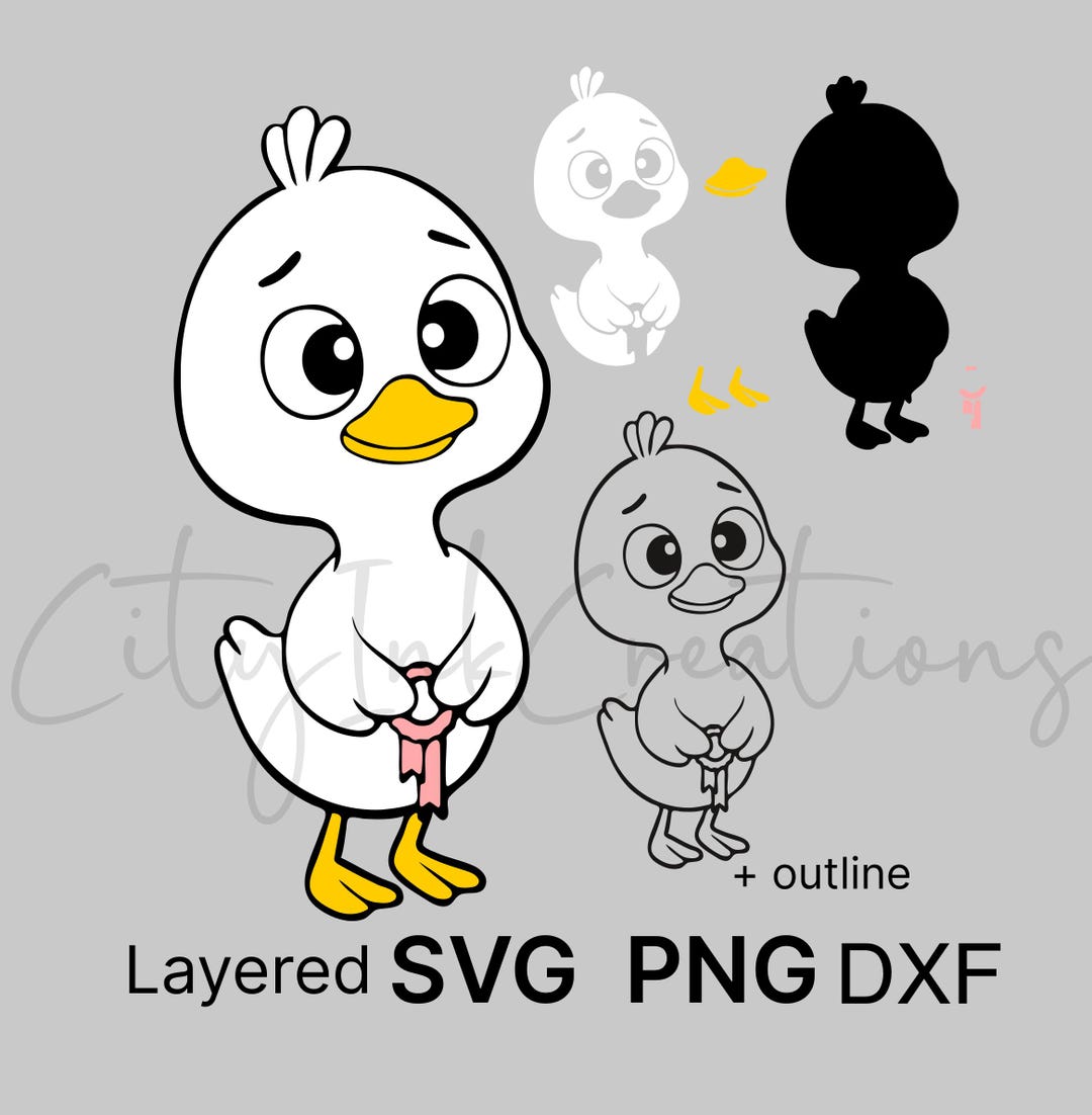 Cute Duck SVG Layered File for Cricut Duck PNG Sublimation Design One ...