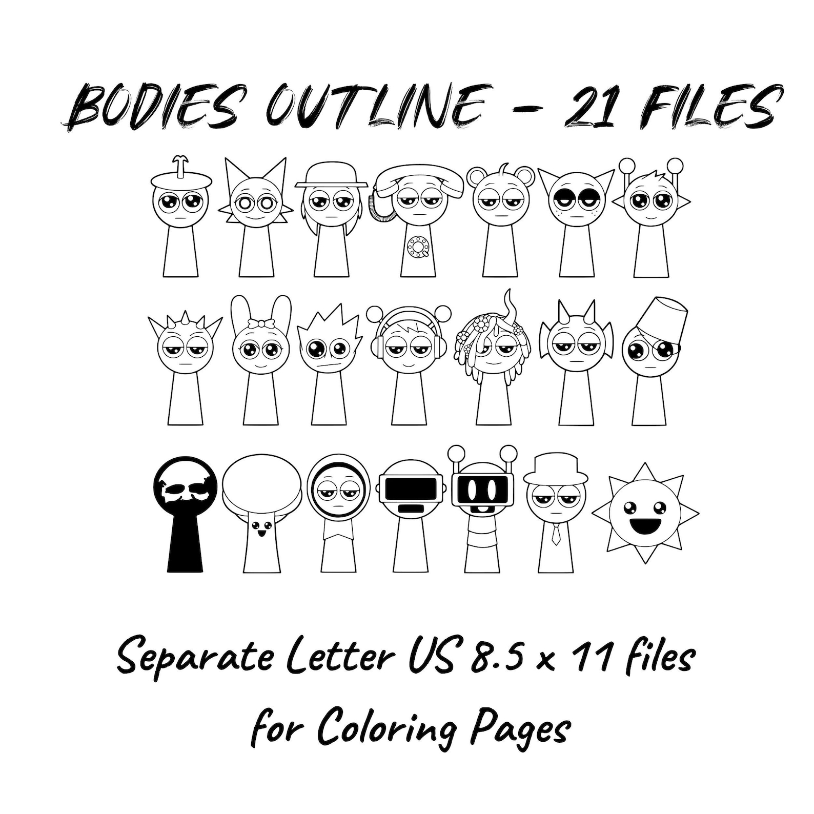 Incredibox Sprunki Svg Bundle Sprunki Outline Coloring Pages Sprunki ...