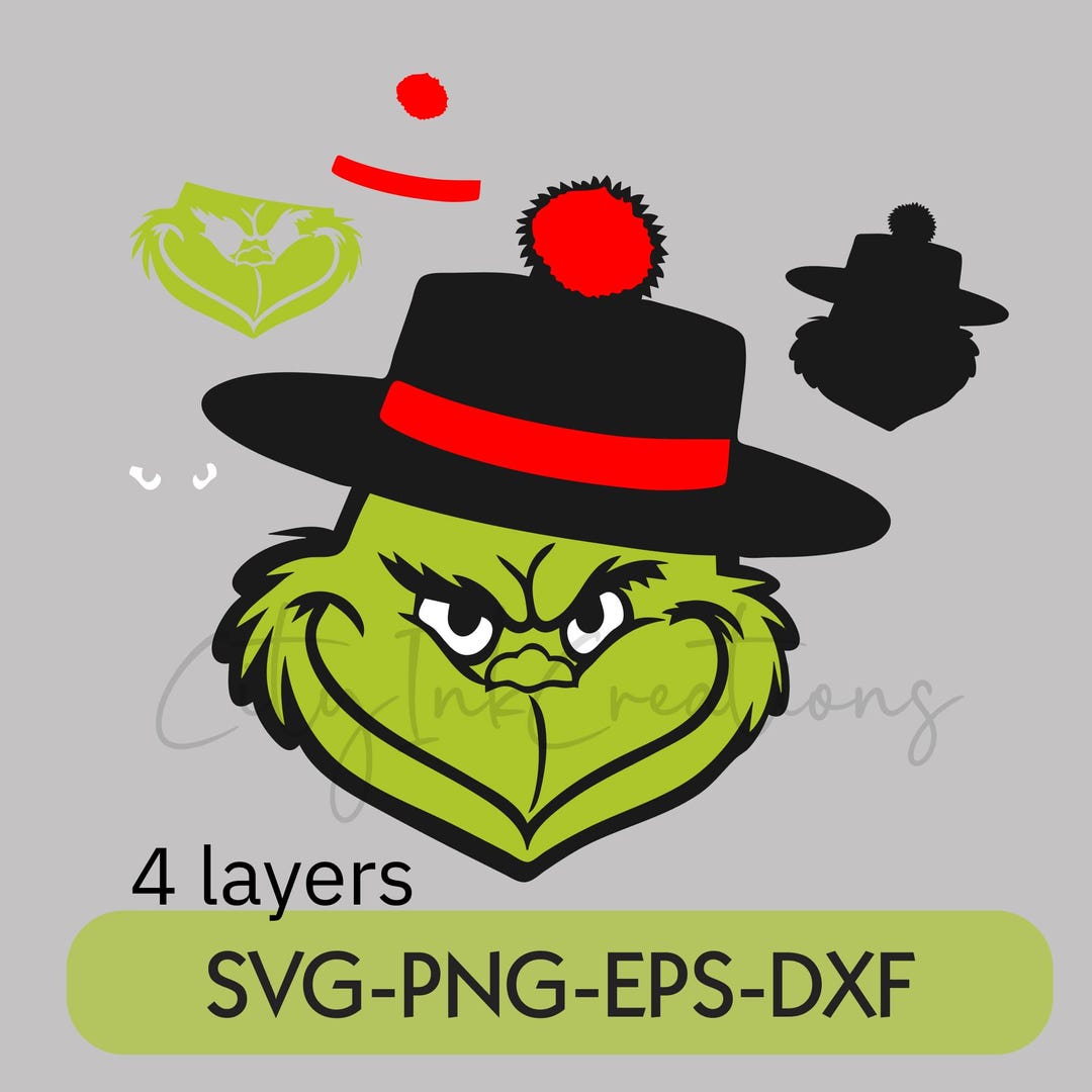 Grinch Face SVG Layered Cut File Grinch PNG Sublimation Design ...