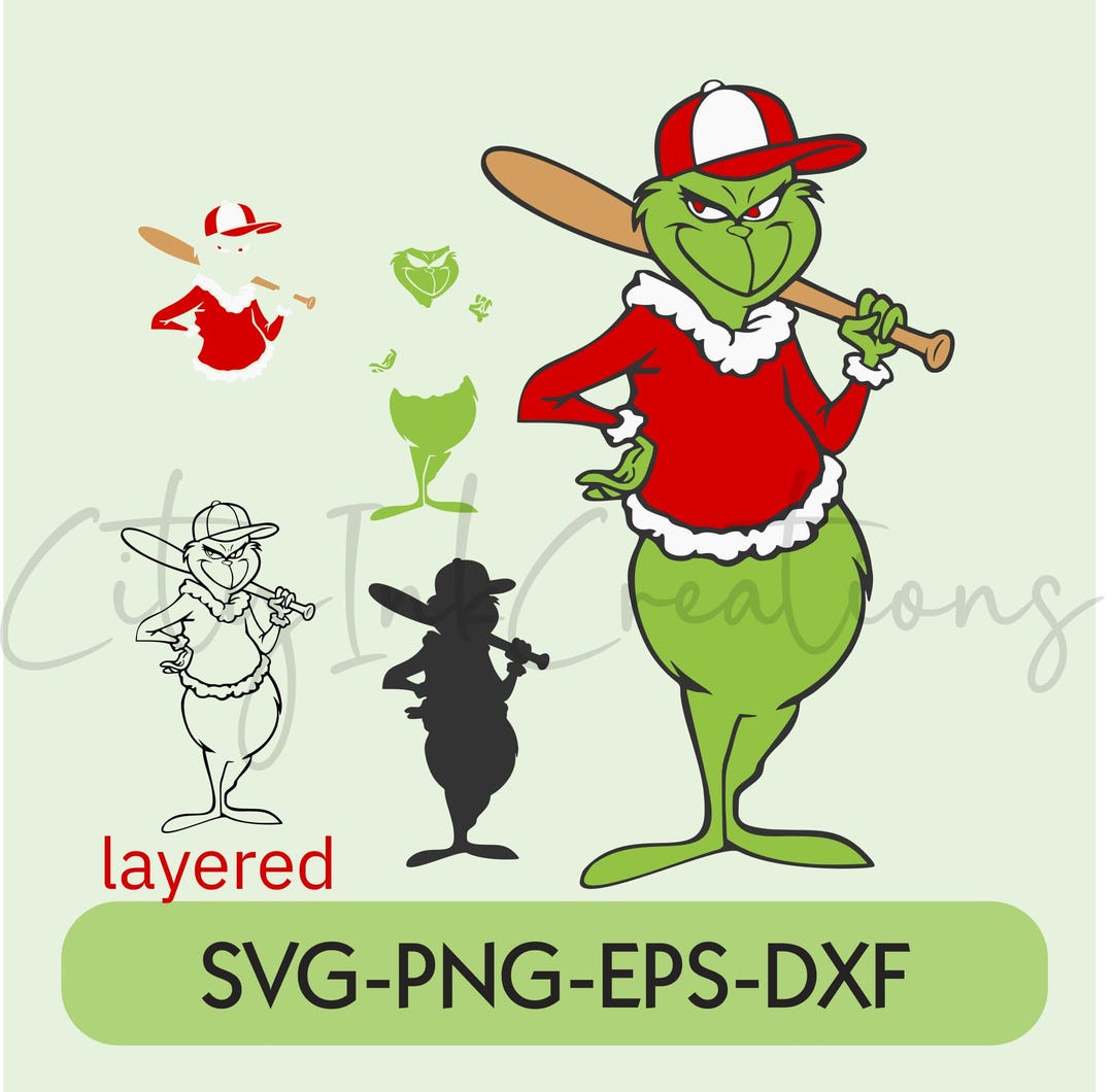 Baseball Ornament SVG Grinch Standing SVG Grinch PNG Grinch Layered Svg ...