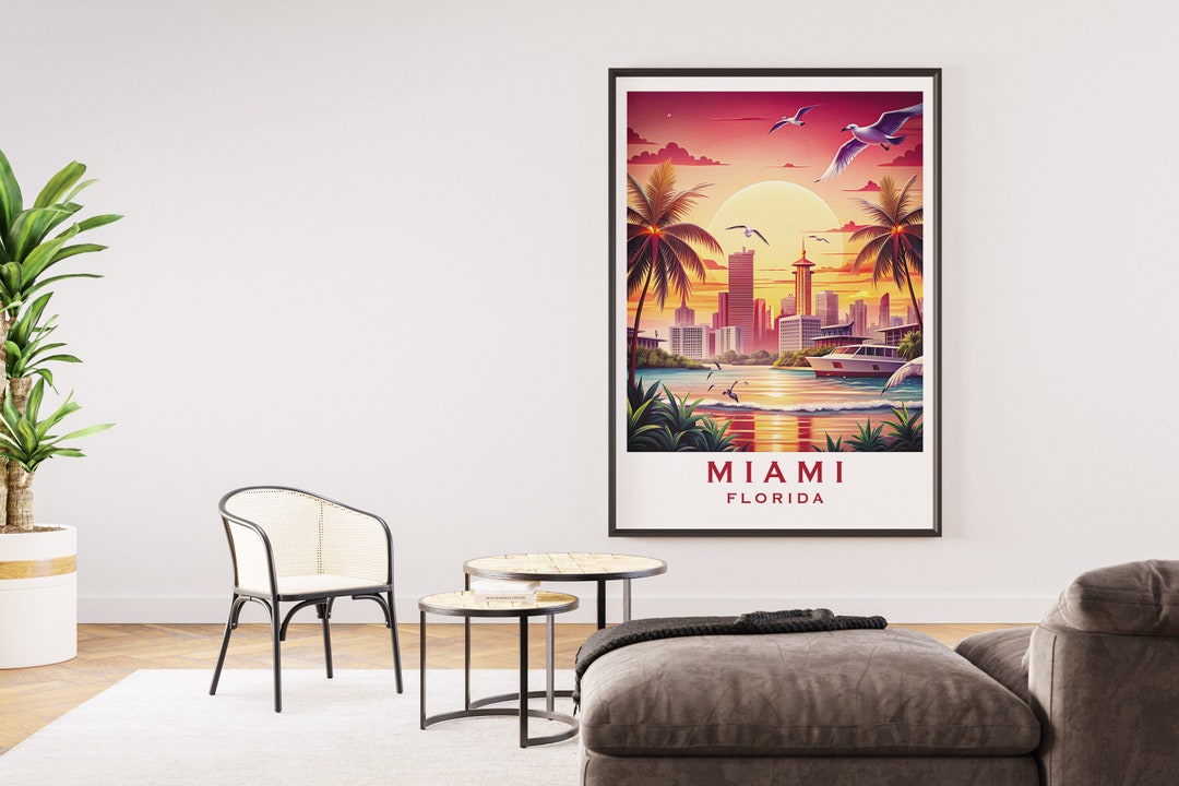 Miami Beach Florida Travel Poster, Bauhaus Retro Poster, Miami Prints ...