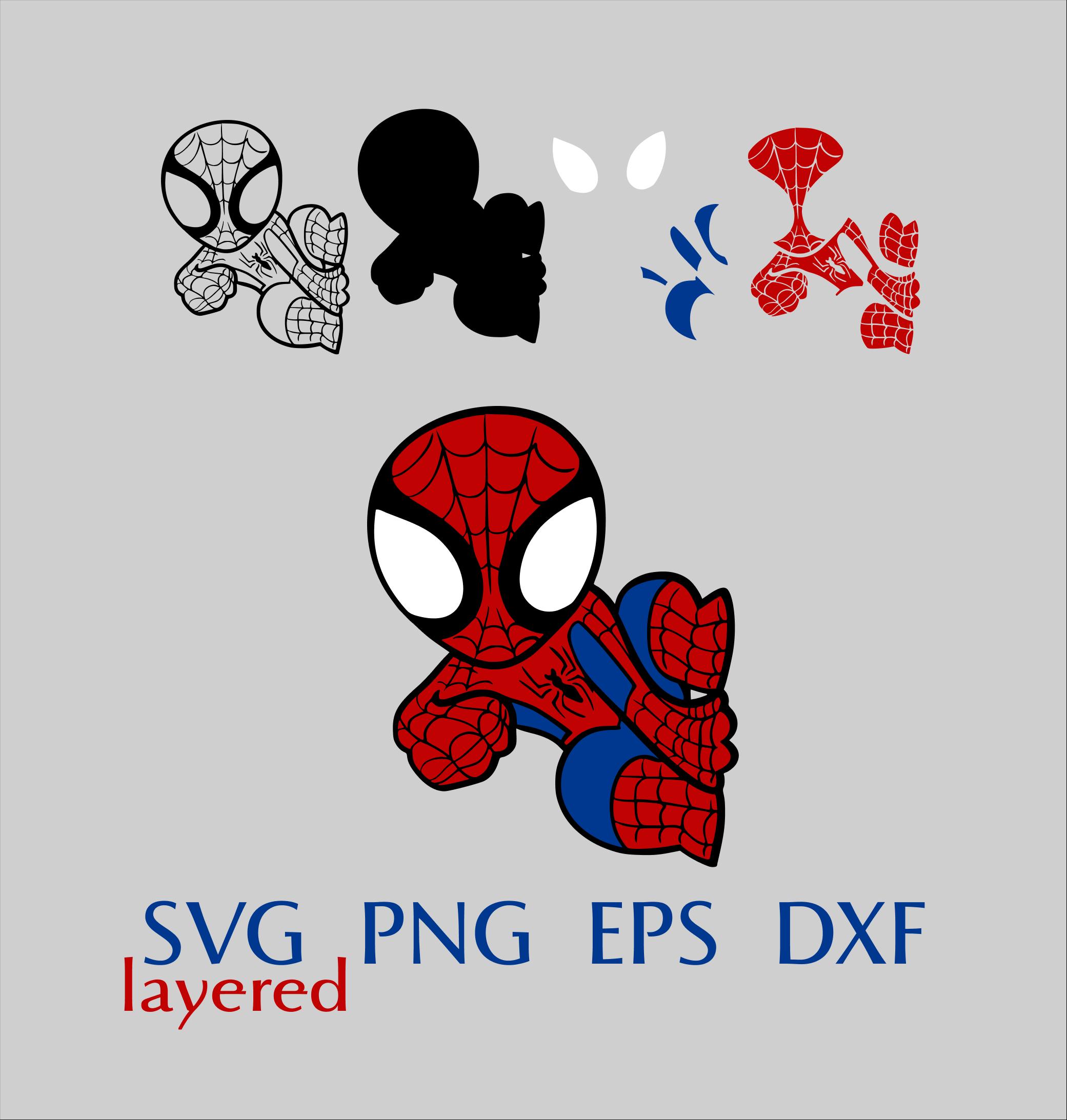 Baby Spiderman SVG Layered File for Cricut Outline Spiderman PNG ...