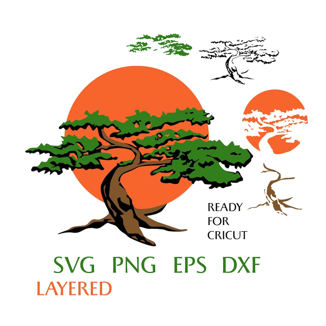 Bonsai Tree SVG Layered Japan Tree PNG Tree Ring Svg Gardening Svg ...