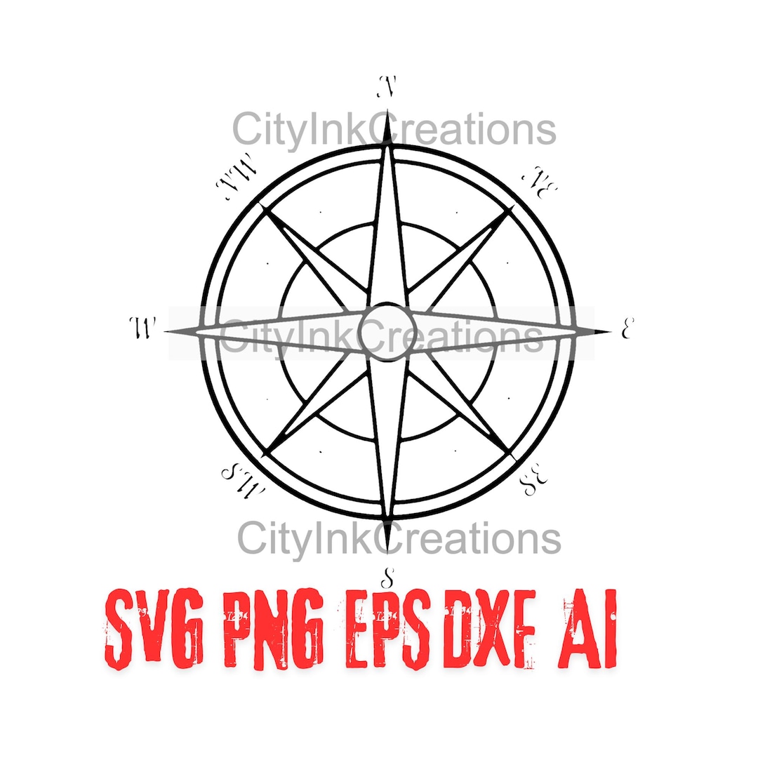 Nautical Compass Rose SVG Wind Rose Geographic Coordinates Marine ...