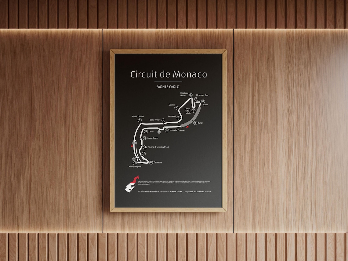 Monaco Grand Prix Track Poster Digital Download Minimalist F1 Circuit ...