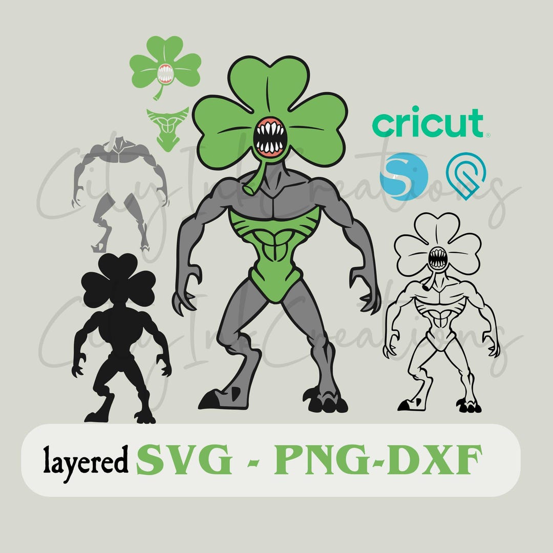 Monster Clover SVG Horror St Patrick's Day PNG, Scary Shamrock Muscle ...