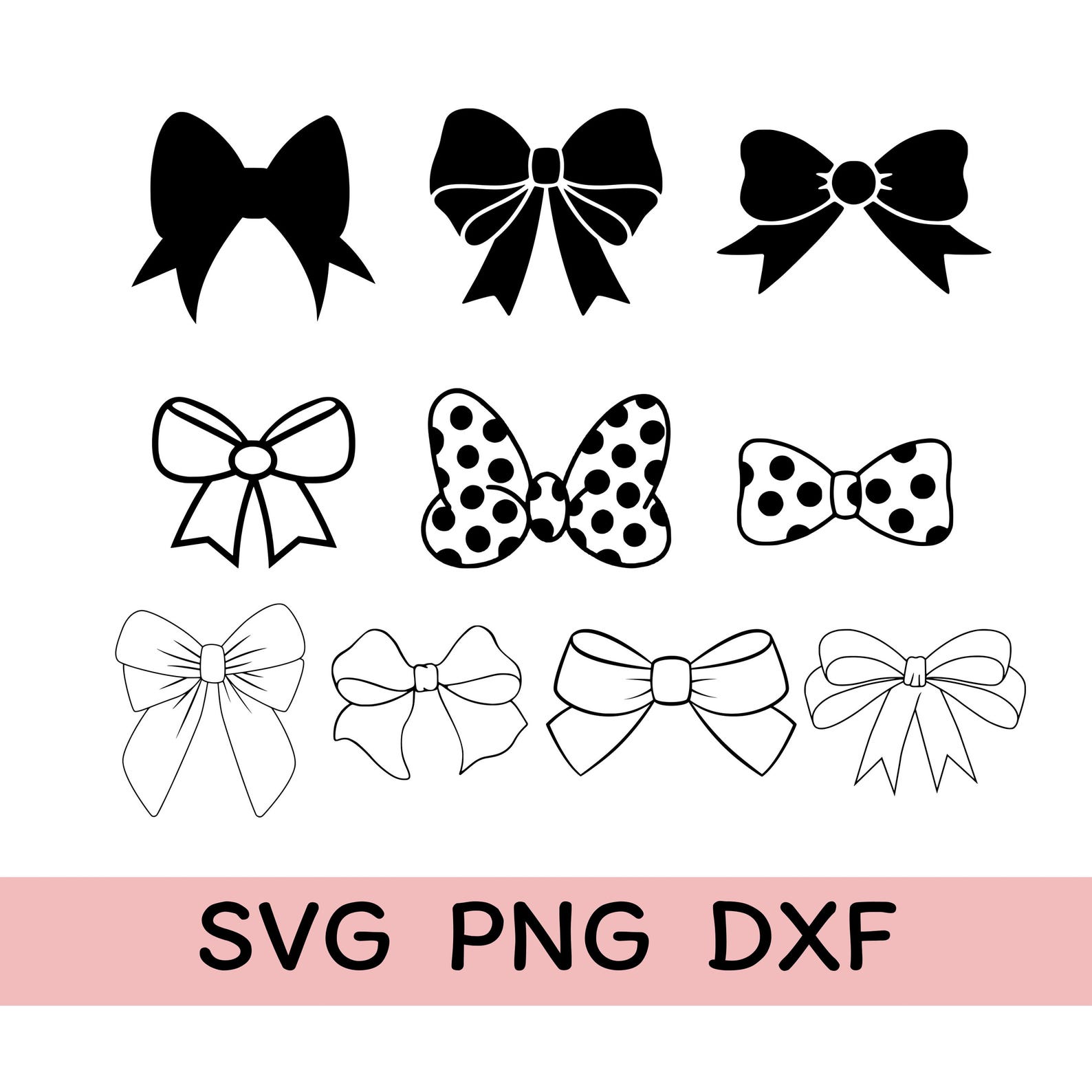 Cheer Bow SVG Laser Cut Files Polka Dot Bows Svg Bundle Files for ...