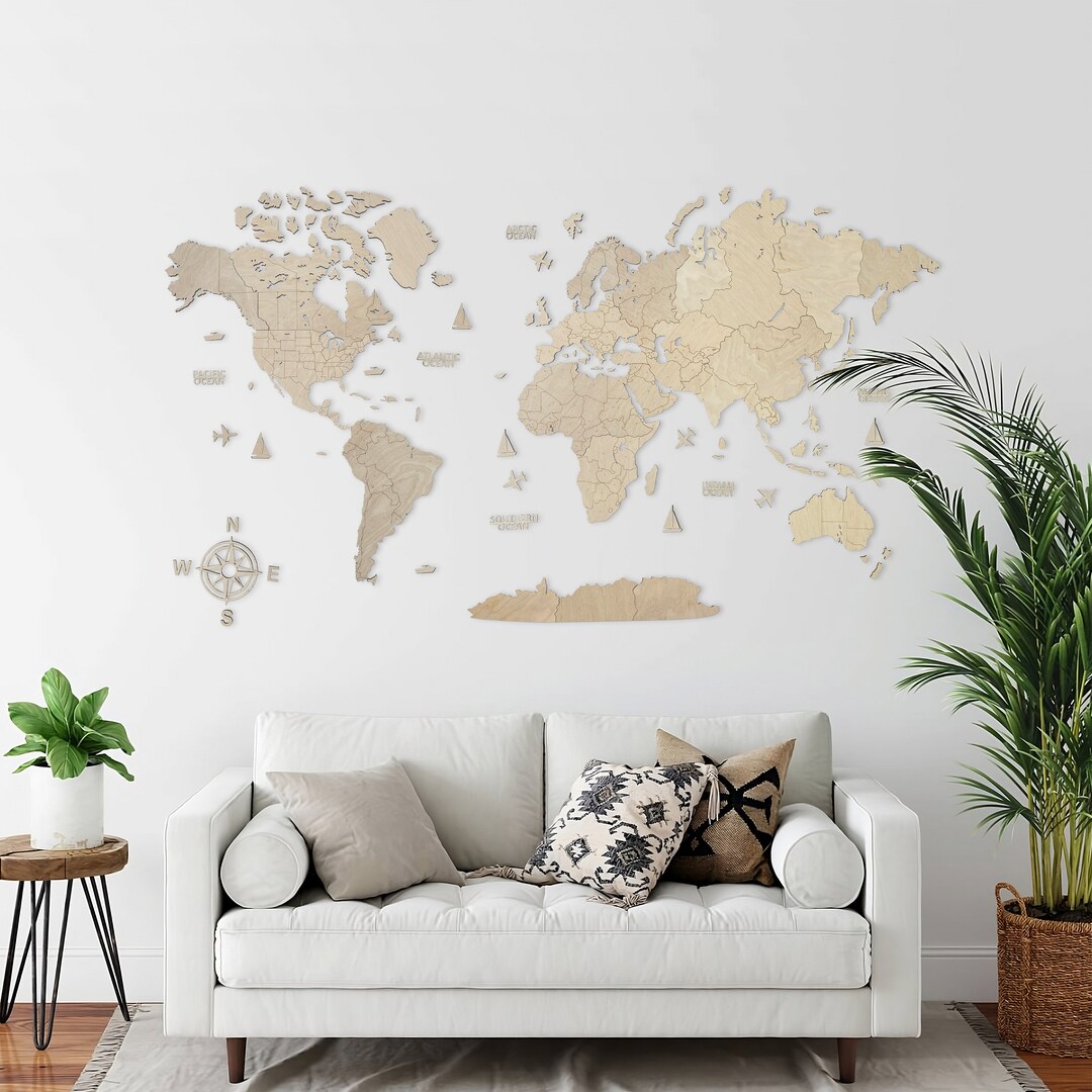 Wooden World Map , DIY Map , World Map Wall Art, Home Decor ...