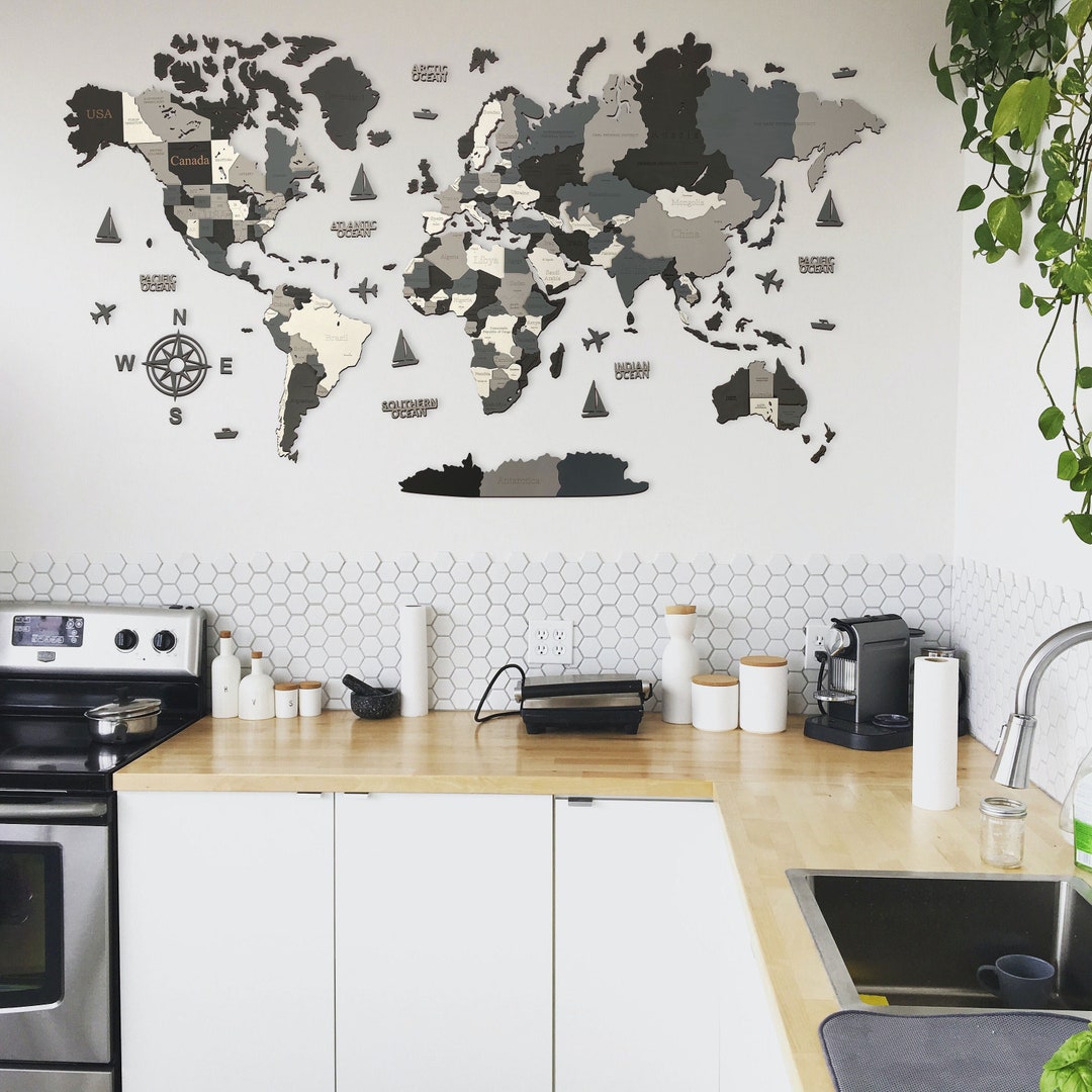 Educational Wall Art, 3d Wall Art, World Map Wall Decal, World Wall Map ...