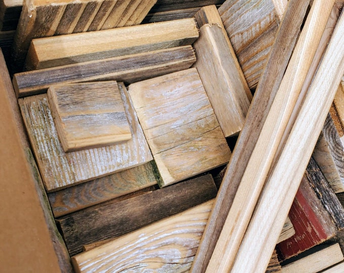 Box of Scrap Wood From Barnwood Cutoff Crafters Wood Pack - Etsy