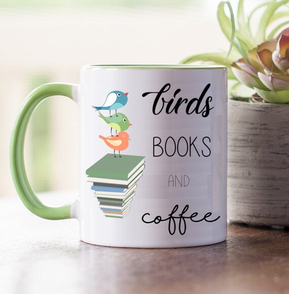 Birds Books and Coffee Mug. Bird Lady Gift. Bookworm Gift. - Etsy