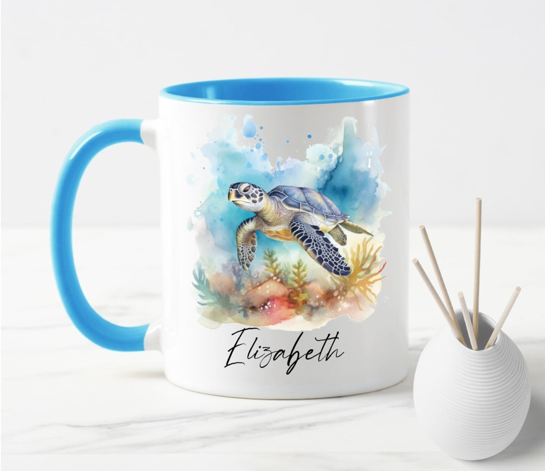 Turtle Custom Name Gift, Personalized Turtle Mug, Turtle Lover Gift ...