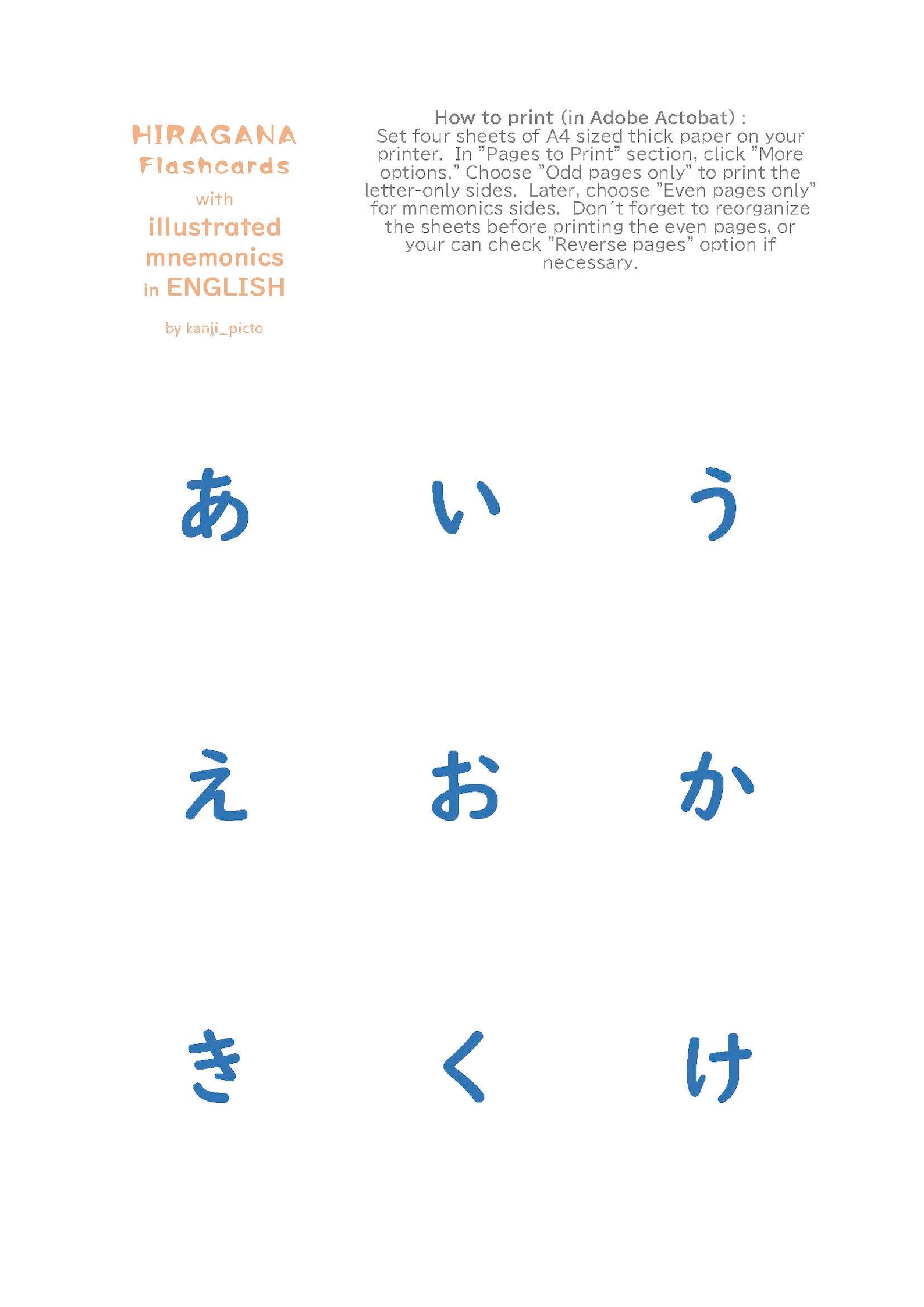 HIRAGANA FLASHCARDS + Illustrated Memorizing Techniques in ENGLISH ...