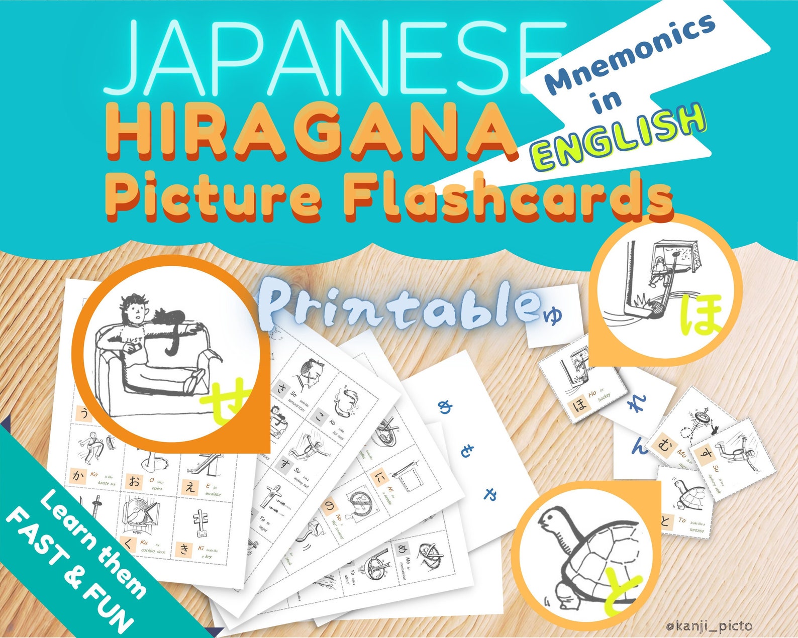 HIRAGANA FLASHCARDS + Illustrated Memorizing Techniques in ENGLISH ...