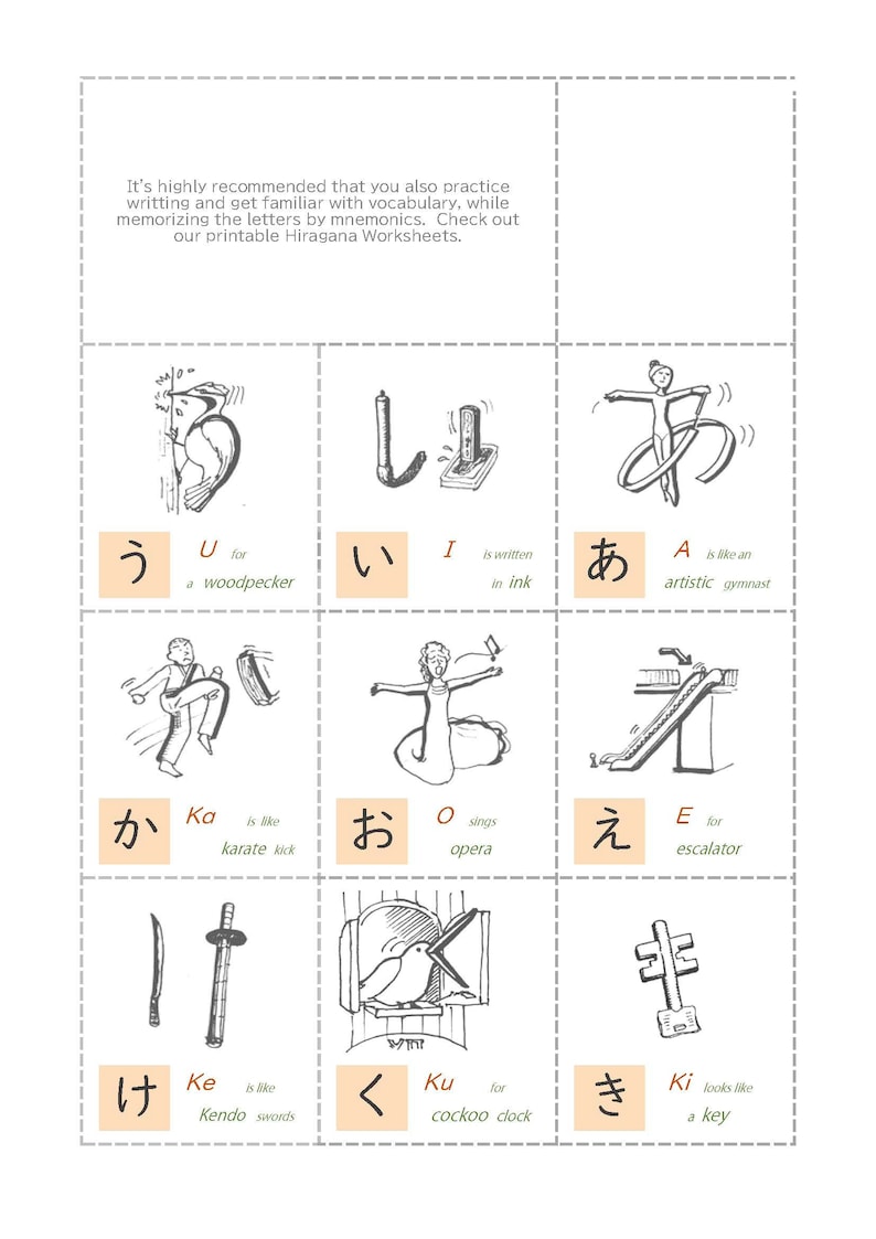 Hiragana Flashcards Illustrated Memorizing Techniques In English