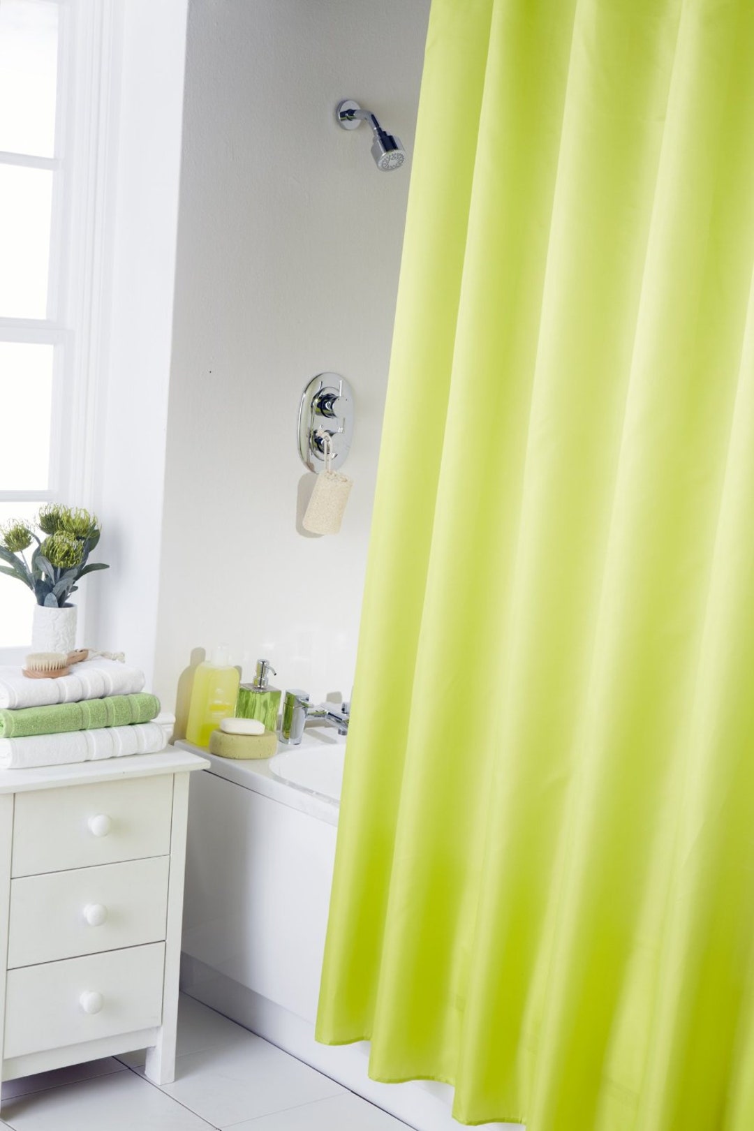 Plain Lime Shower Curtain With 12 Ring Hooks Bold Bright Neon Green - Etsy