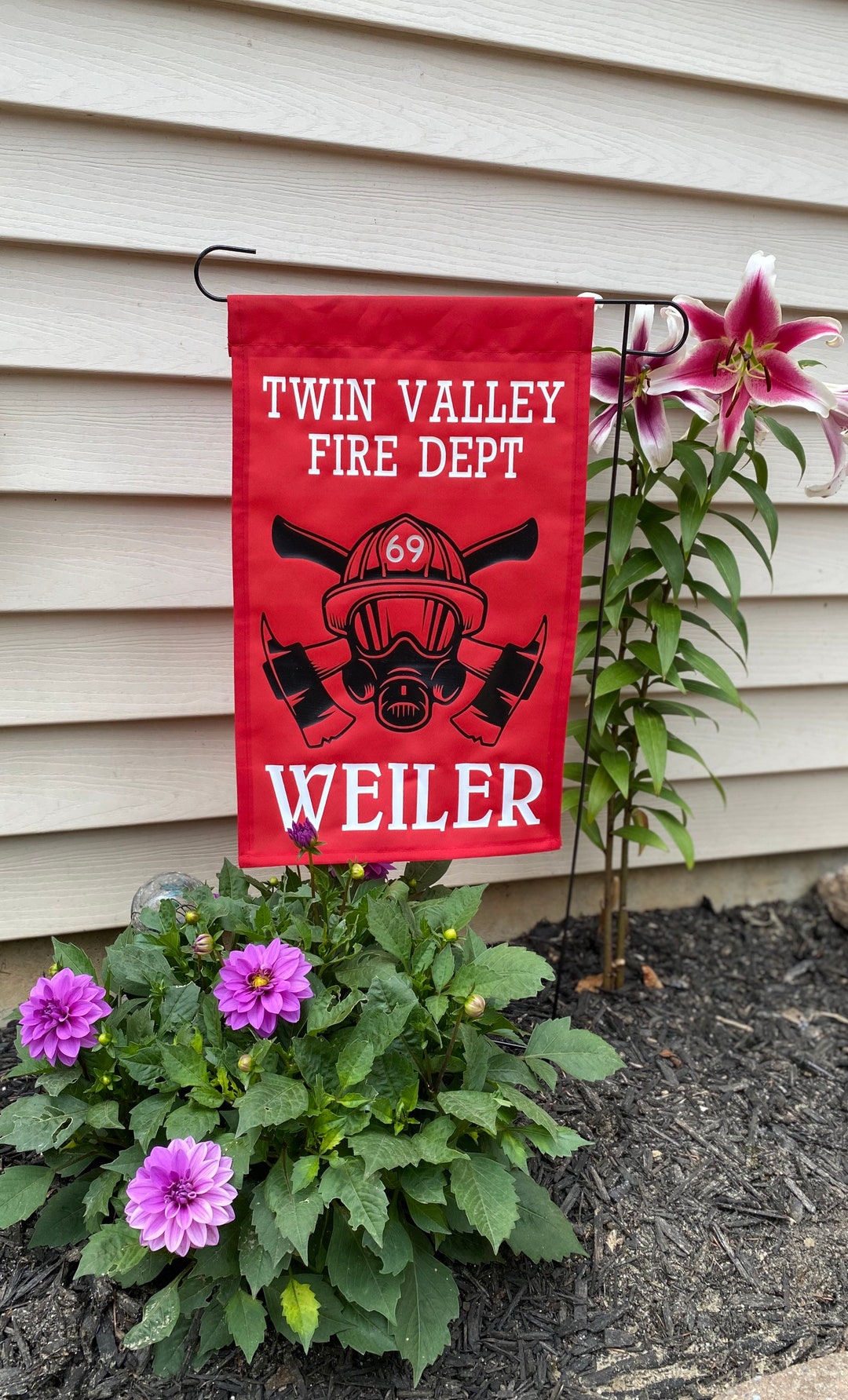 Fire Department Personalized Garden Flag, Fireman Yard Flag, Fire ...