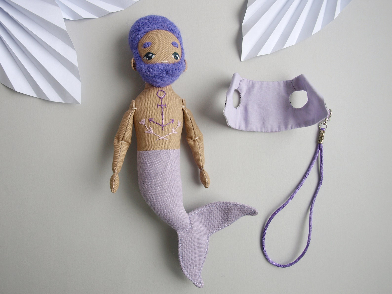 Merman Rag Doll: Pocket Mermaid Boy With Beard - Etsy